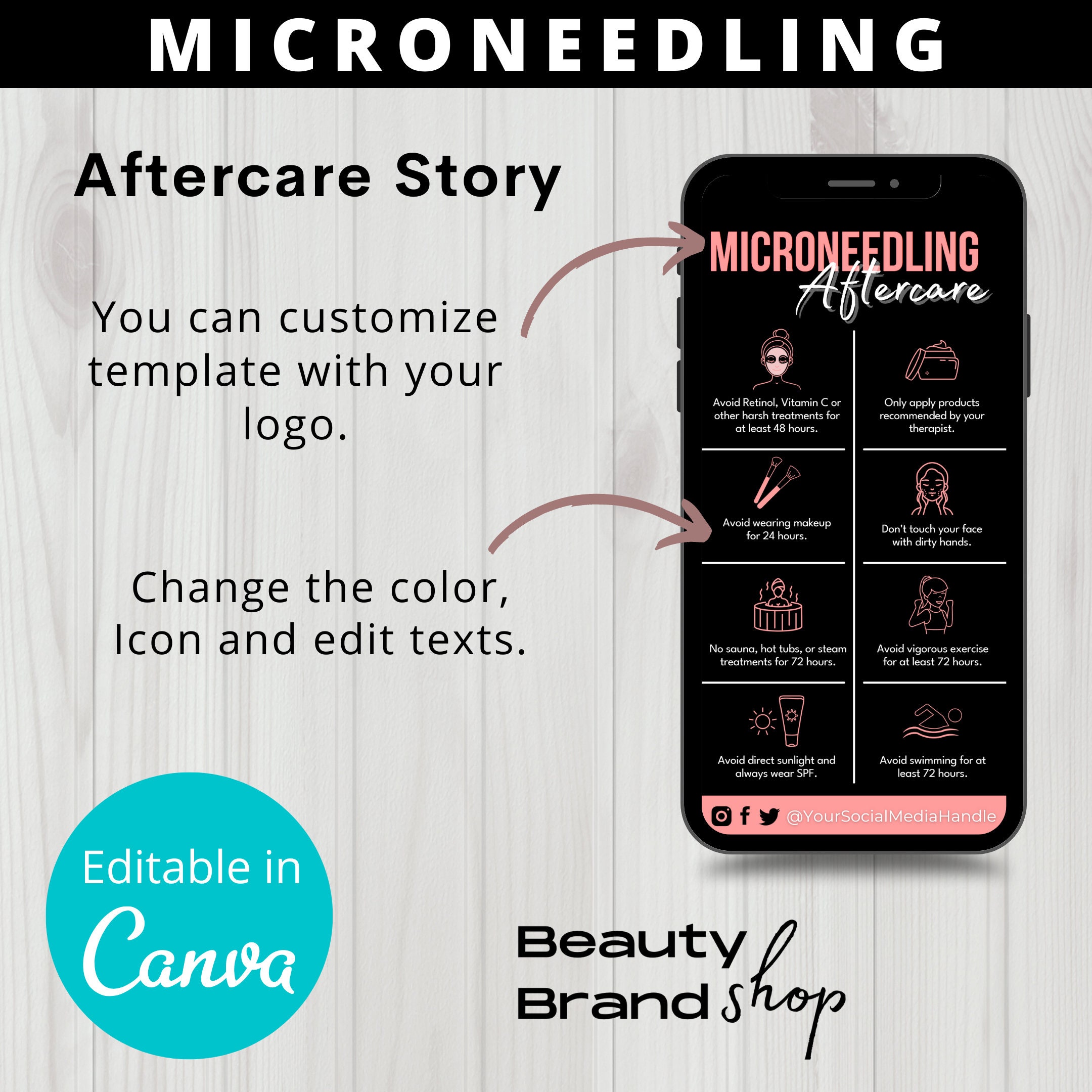 Microneedling Aftercare Story, Microneedling Aftercare Template, Micro ...