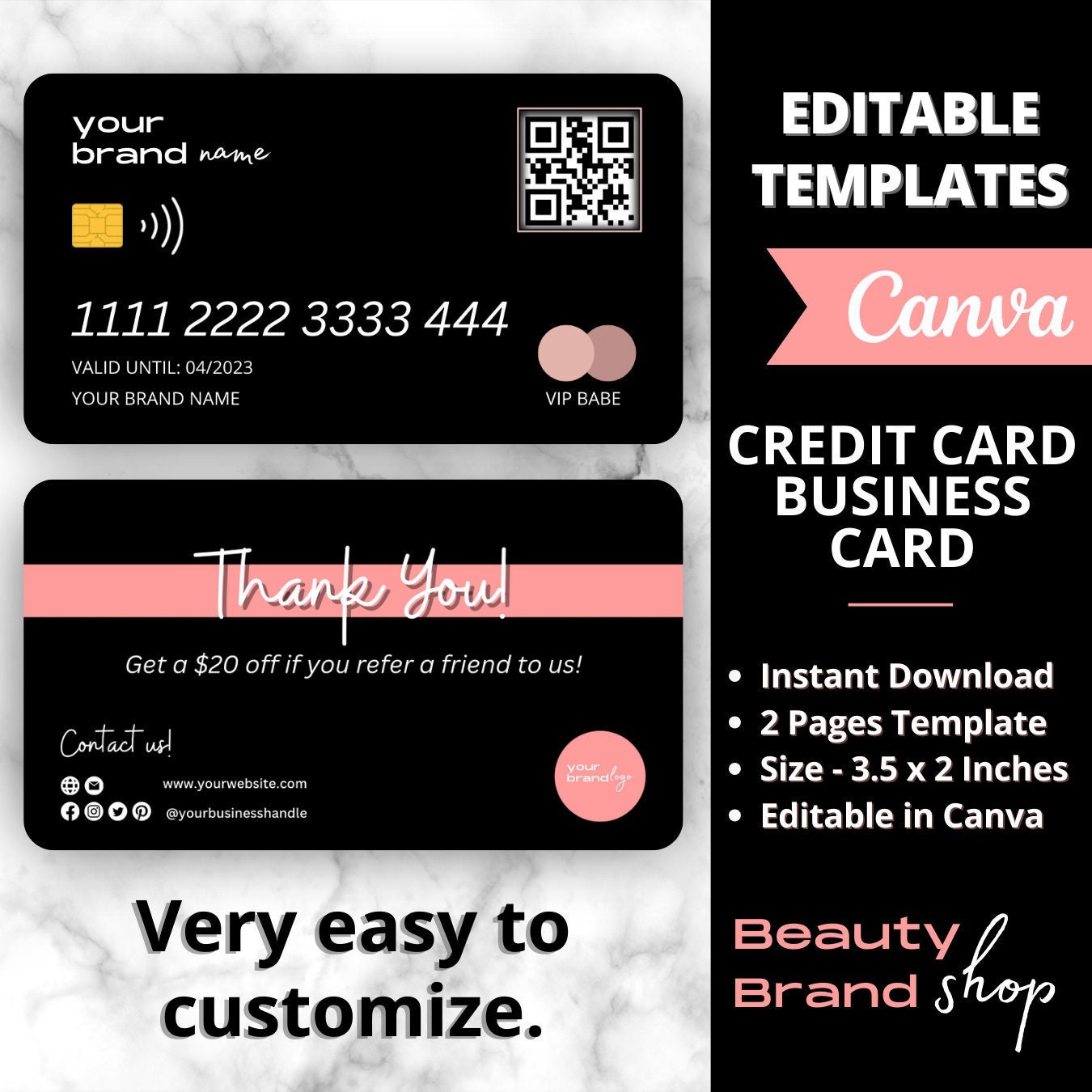 Credit Card Styled Business Card, Business Card With QR Code, Credit ...