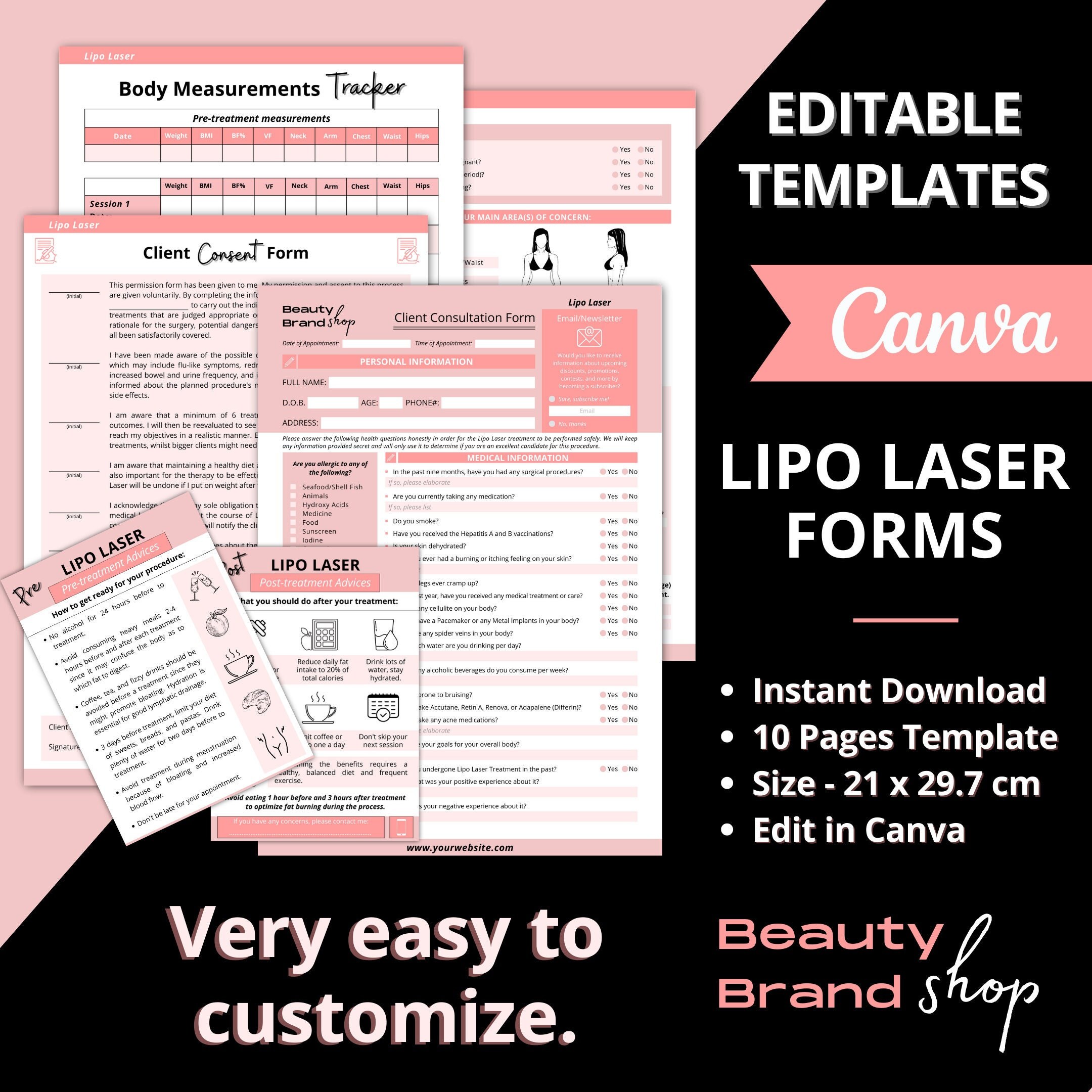 Laser Lipo Consent Forms, Body Sculpting Consultation Forms, Laser ...