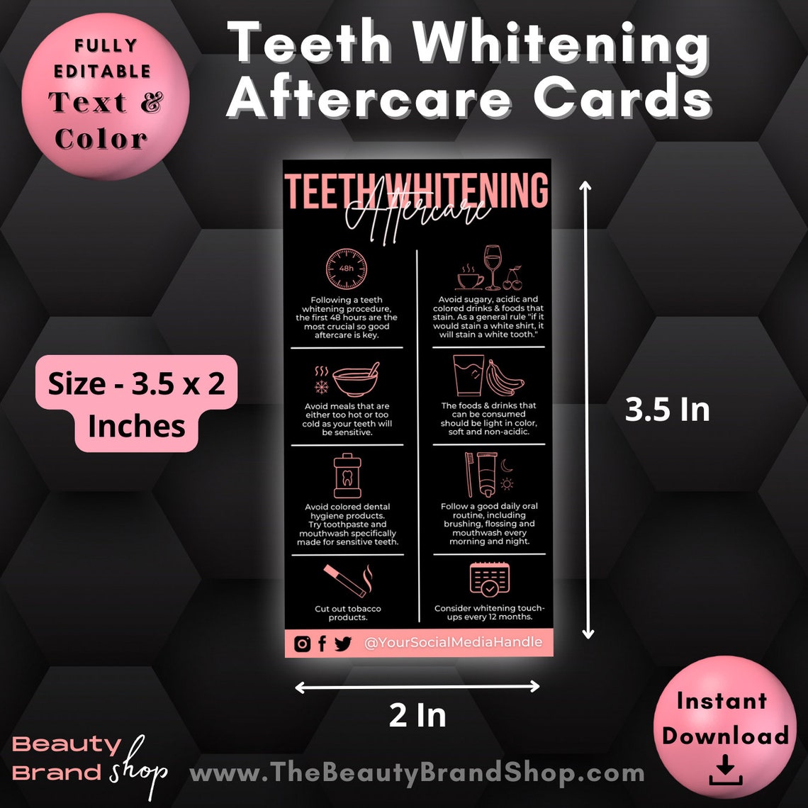 Teeth Whitening Aftercare Template, Editable Teeth Treatment Care Guide ...