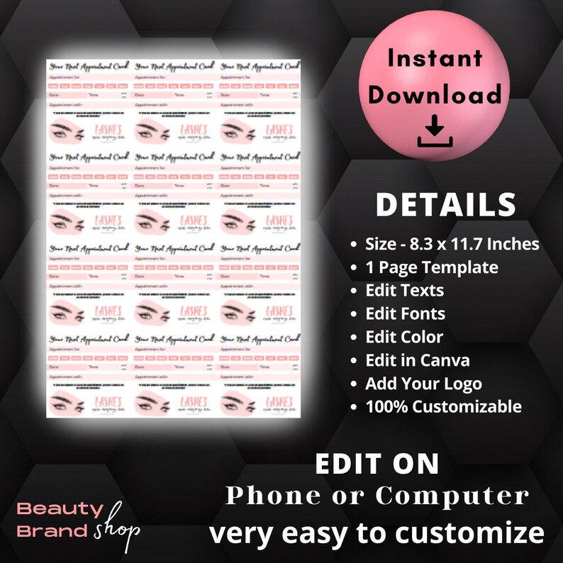 Printable Next Appointment Cards, Editable Appointment Reminder Cards ...