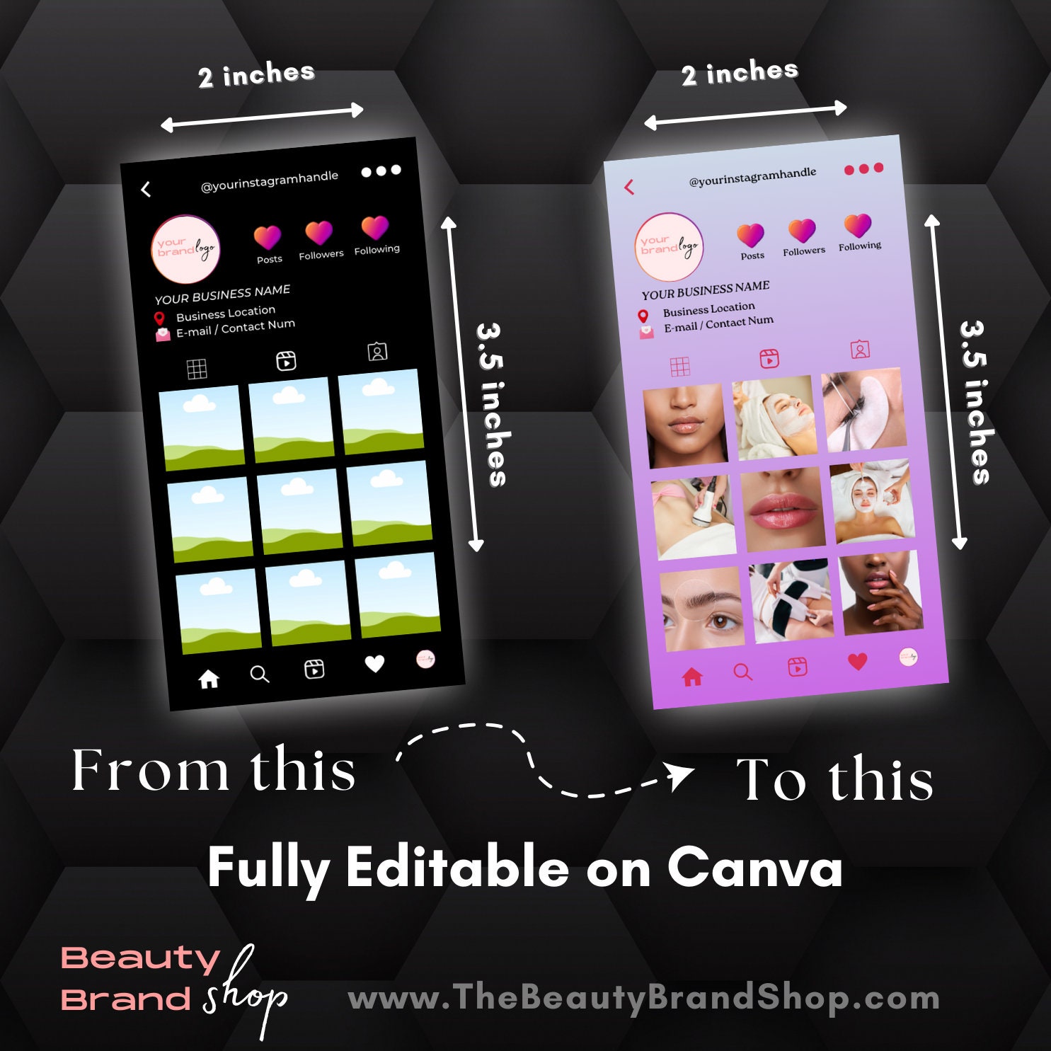 Instagram Business Cards, DIY Canva Business Card Template Design, IG ...