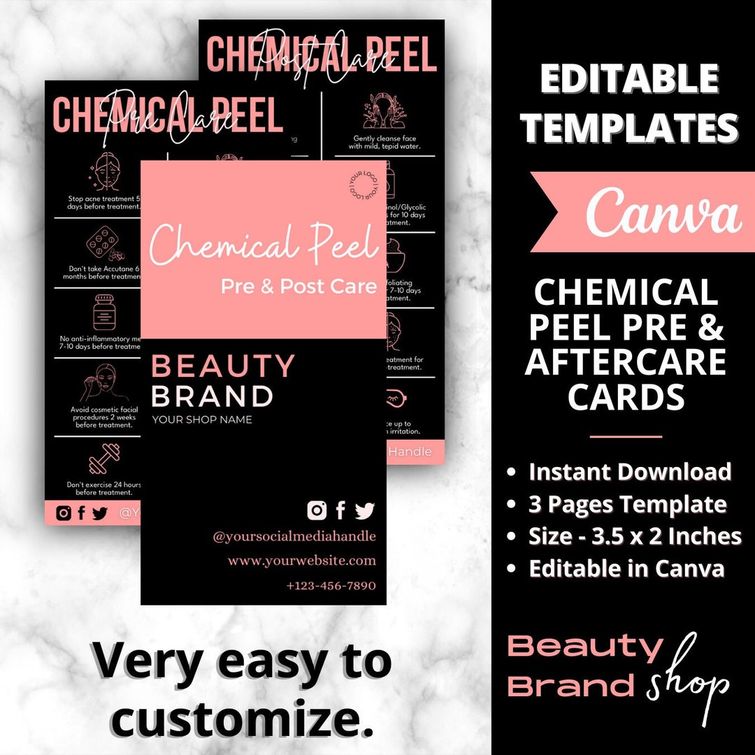 Chemical Peel Pre and Post Care Cards, Chemical Peel Aftercare Cards ...
