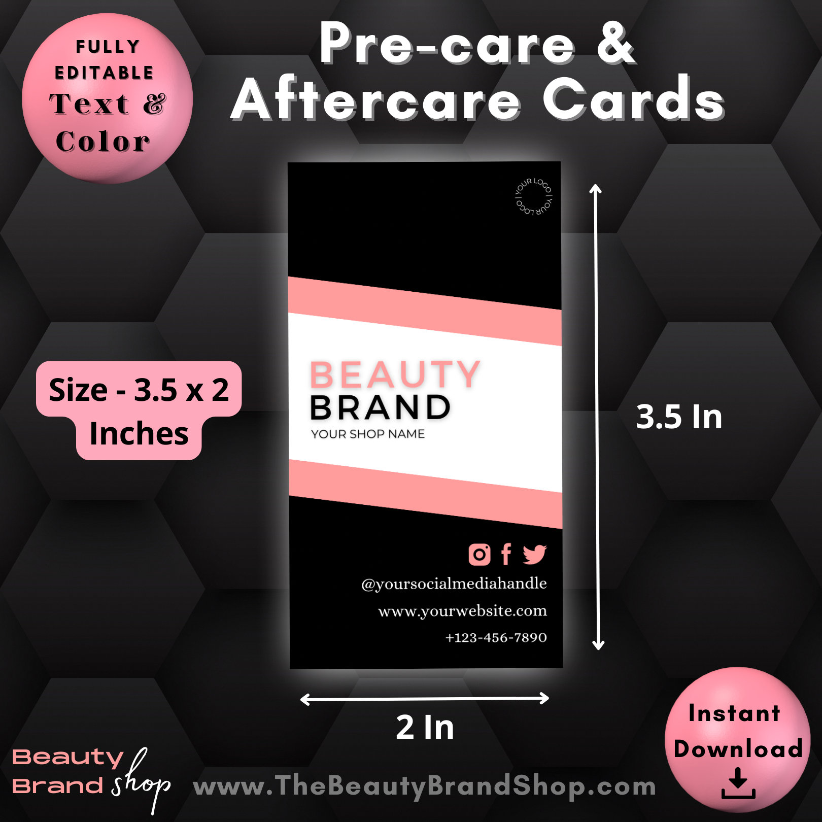 Editable Colored Hair Care Card Template, Dyed Hair Aftercare ...