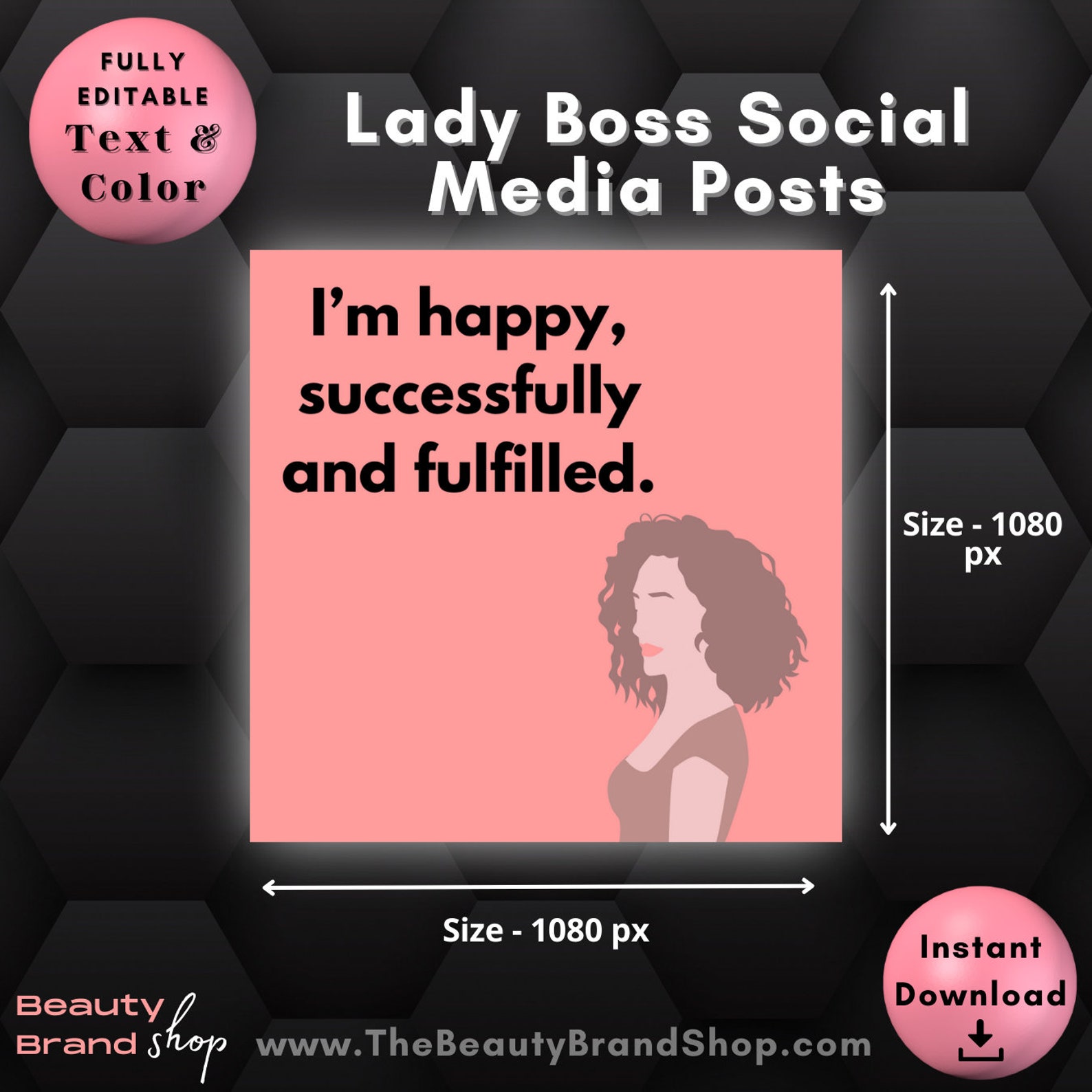 Lady Boss Social Media Templates, Editable 35 Templates in Canva, Girl ...