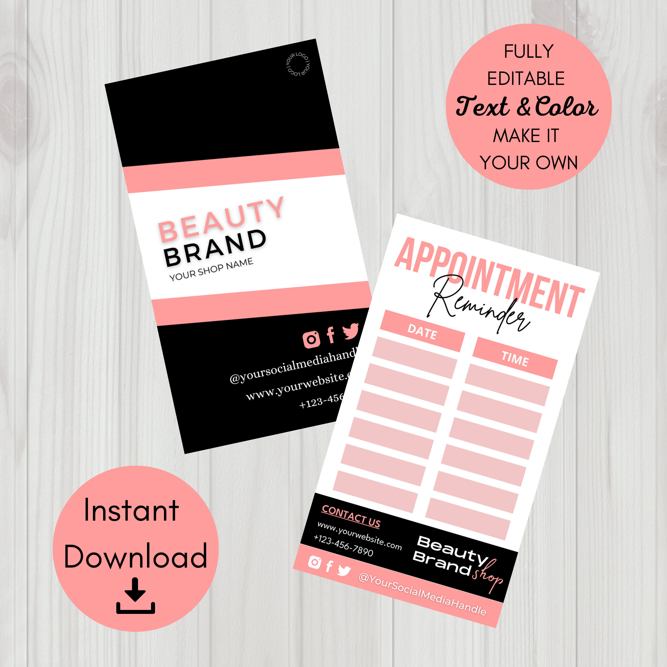 Appointment Card Template, Editable Appointment Cards, Next Appointment ...