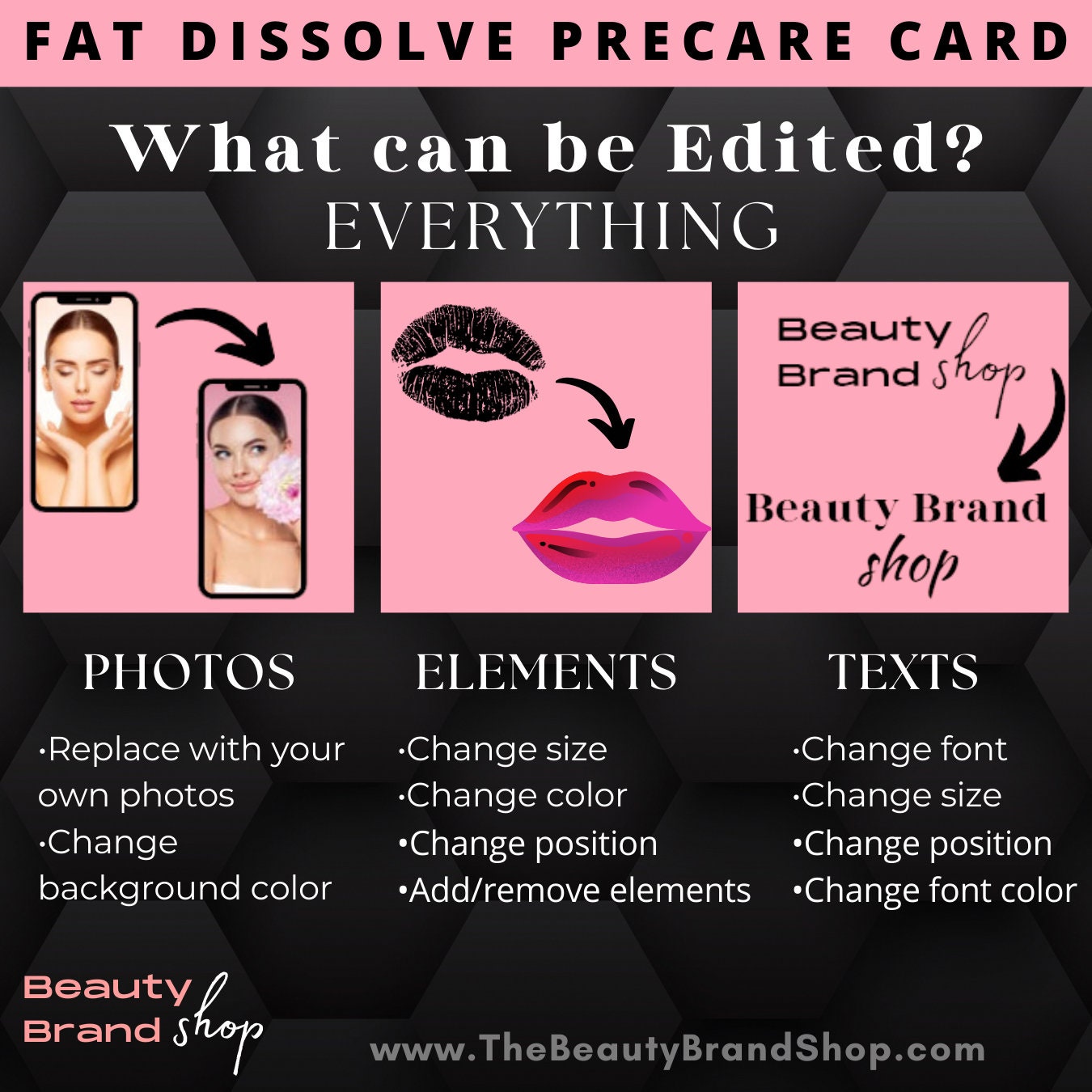 Editable Fat Dissolve Pre-care Card, Printable Fat Dissolving Care ...