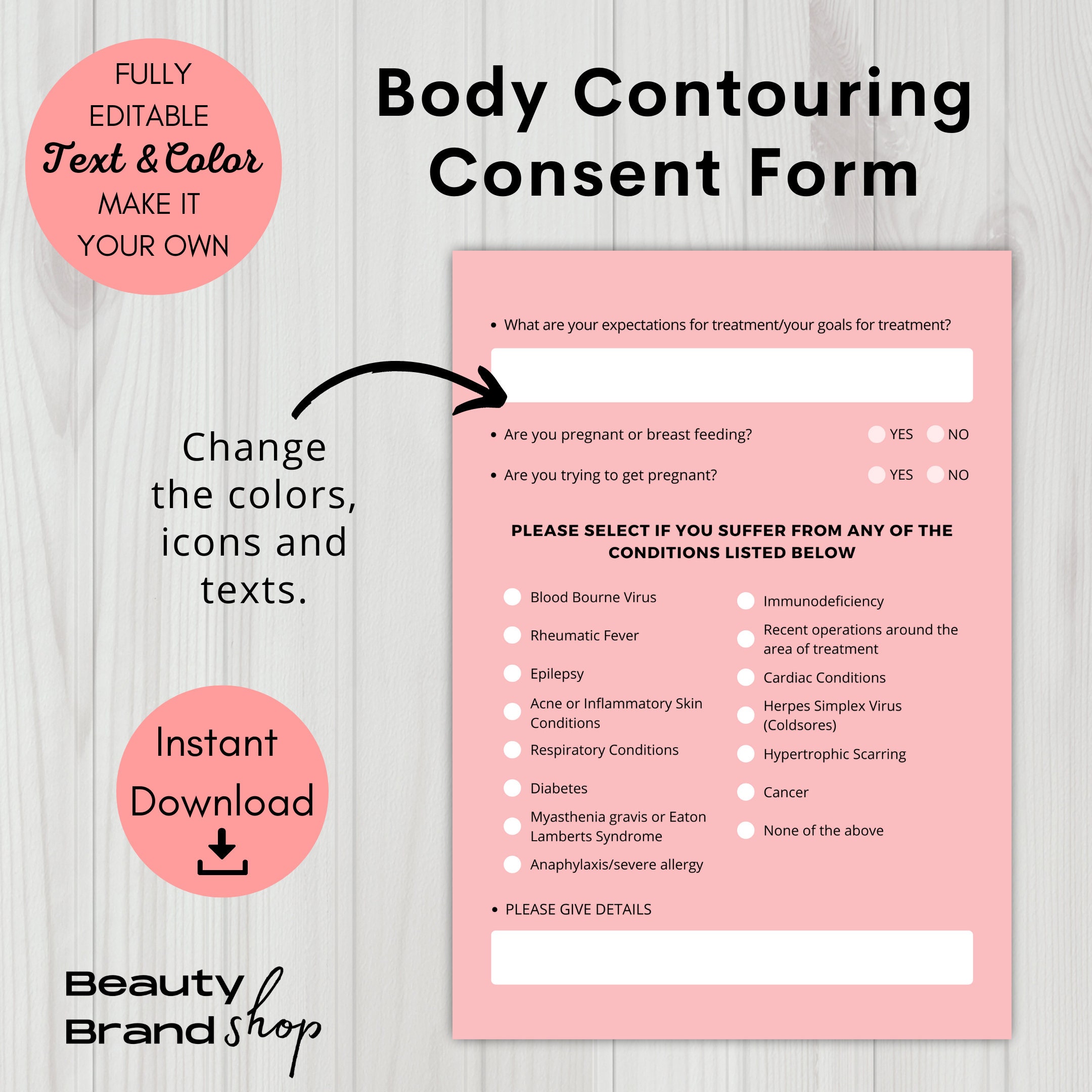 Body Contouring Consent Form, Editable Body Sculpting Client Intake ...