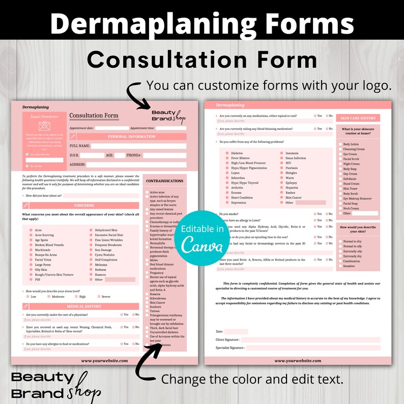 Editable Dermaplaning Consent Forms Dermaplane Intake Form - Etsy India