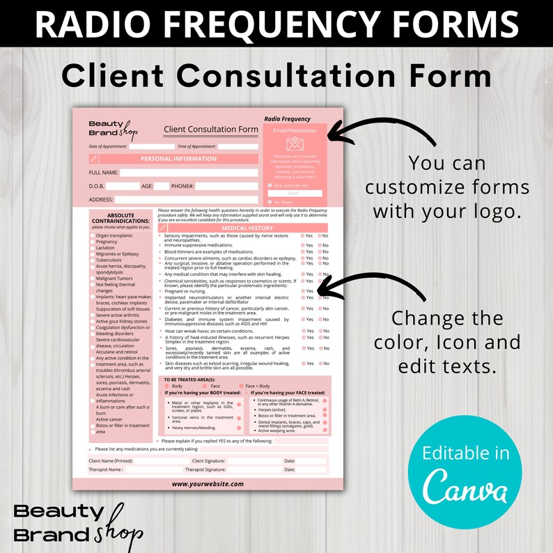 Editable Radio Frequency Forms Template, RF Skin Tightening Consent ...