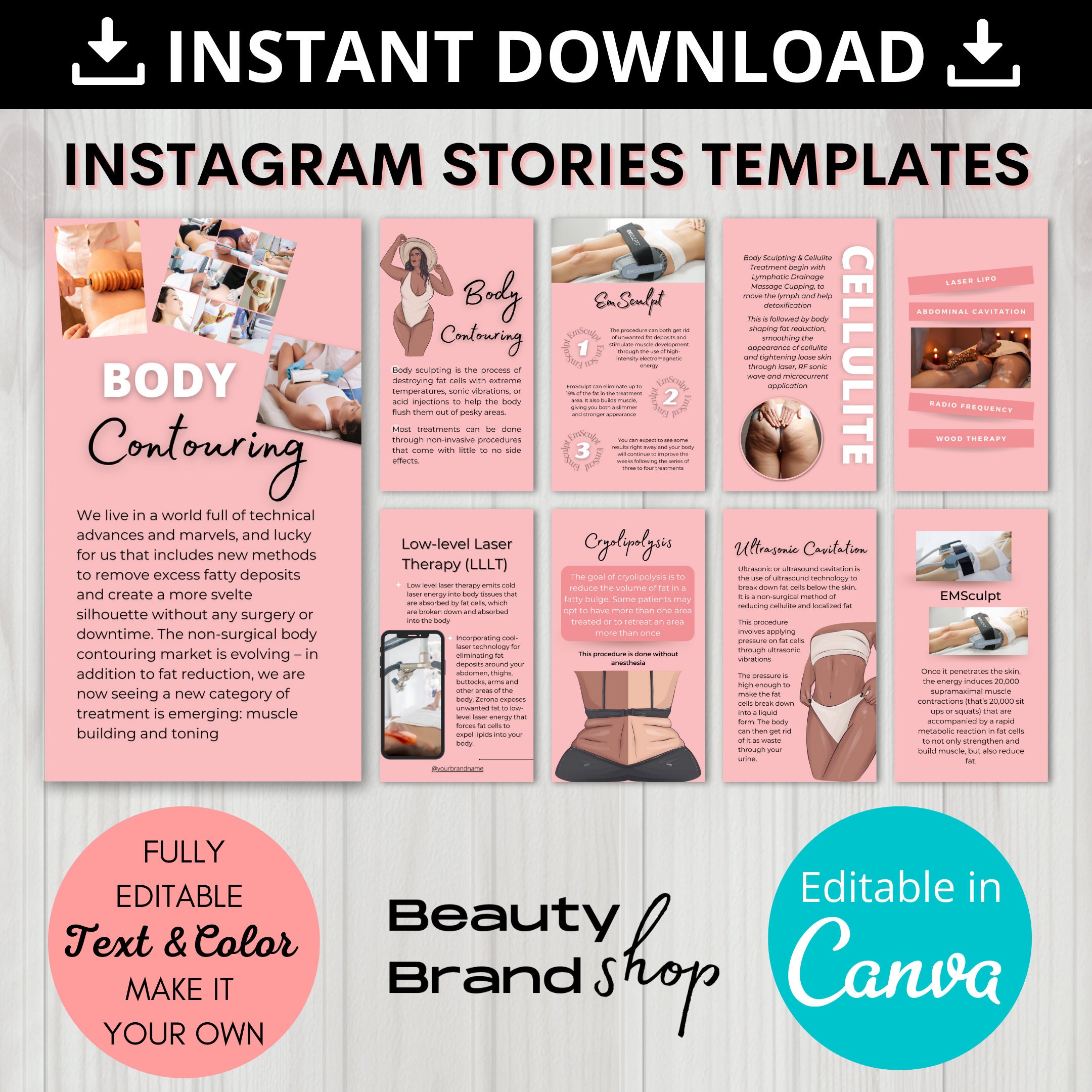 Body Contouring Instagram Story Templates Body Sculpting - Etsy