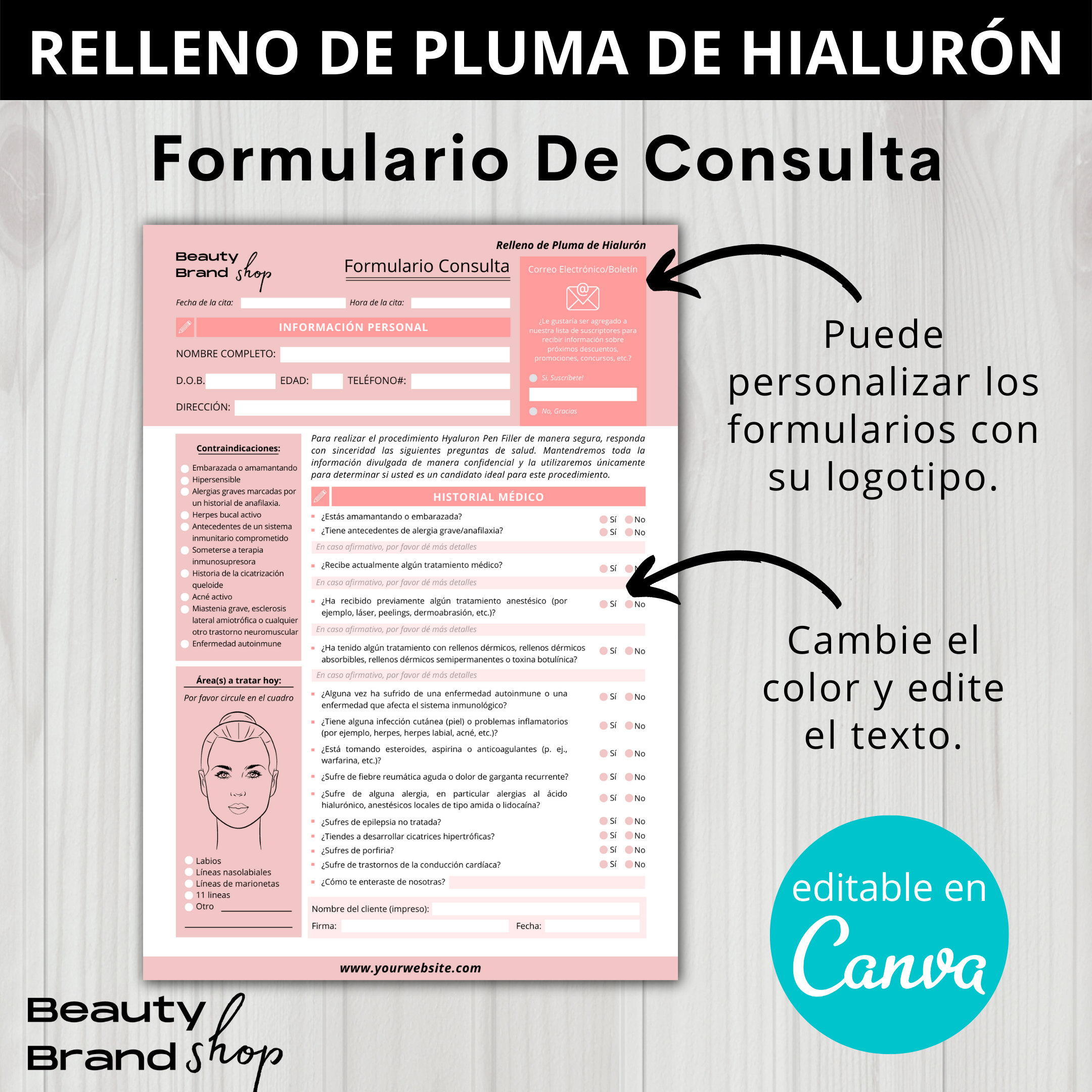 Española Formularios De Relleno De Pluma Hyaluron, Formulario De ...