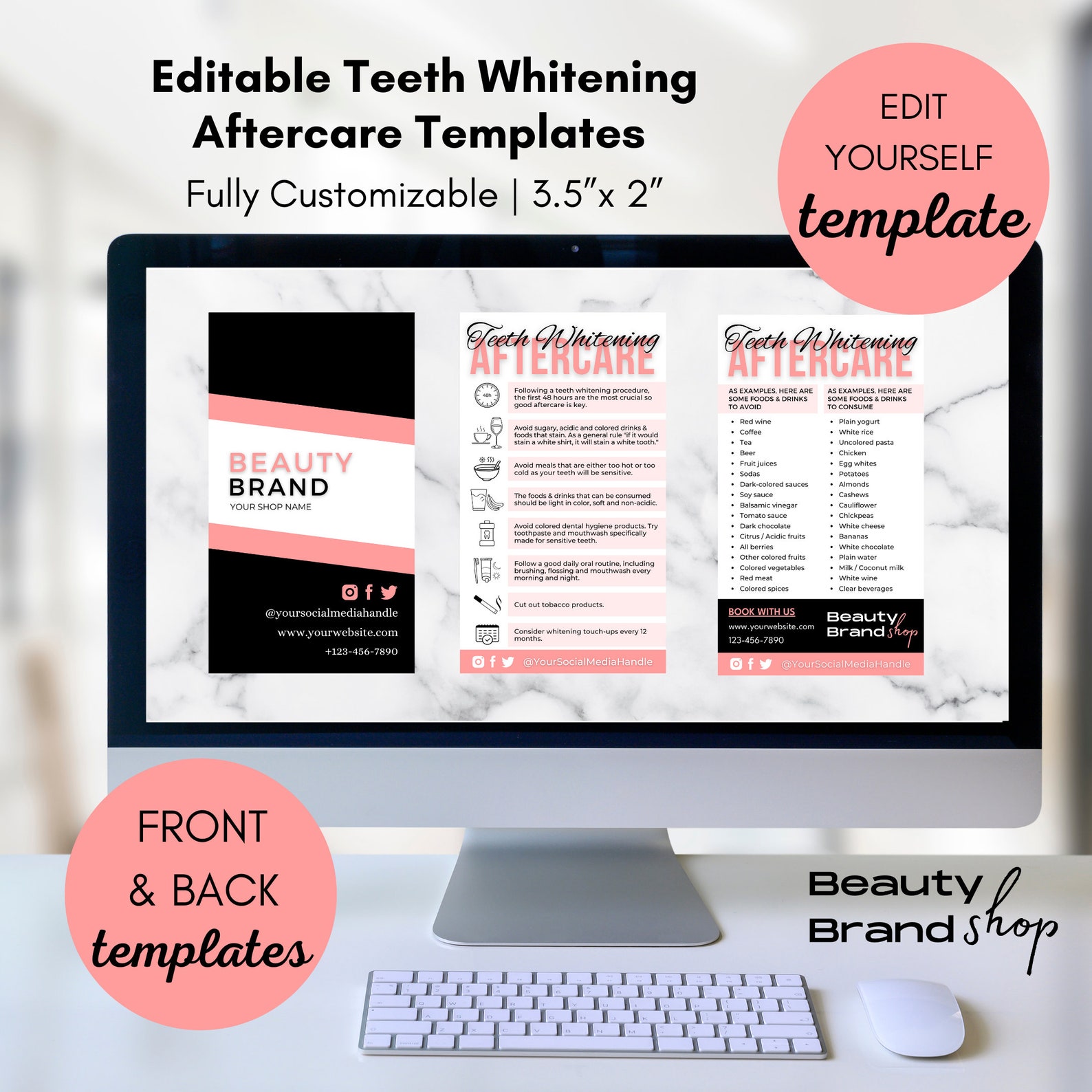 Editable Teeth Whitening Post Care Template, Printable Teeth Whitening ...