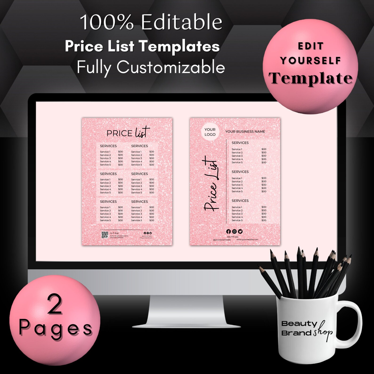 Stylish Price List Template for Makeup, Hair, Beauty, Spa, Lash ...