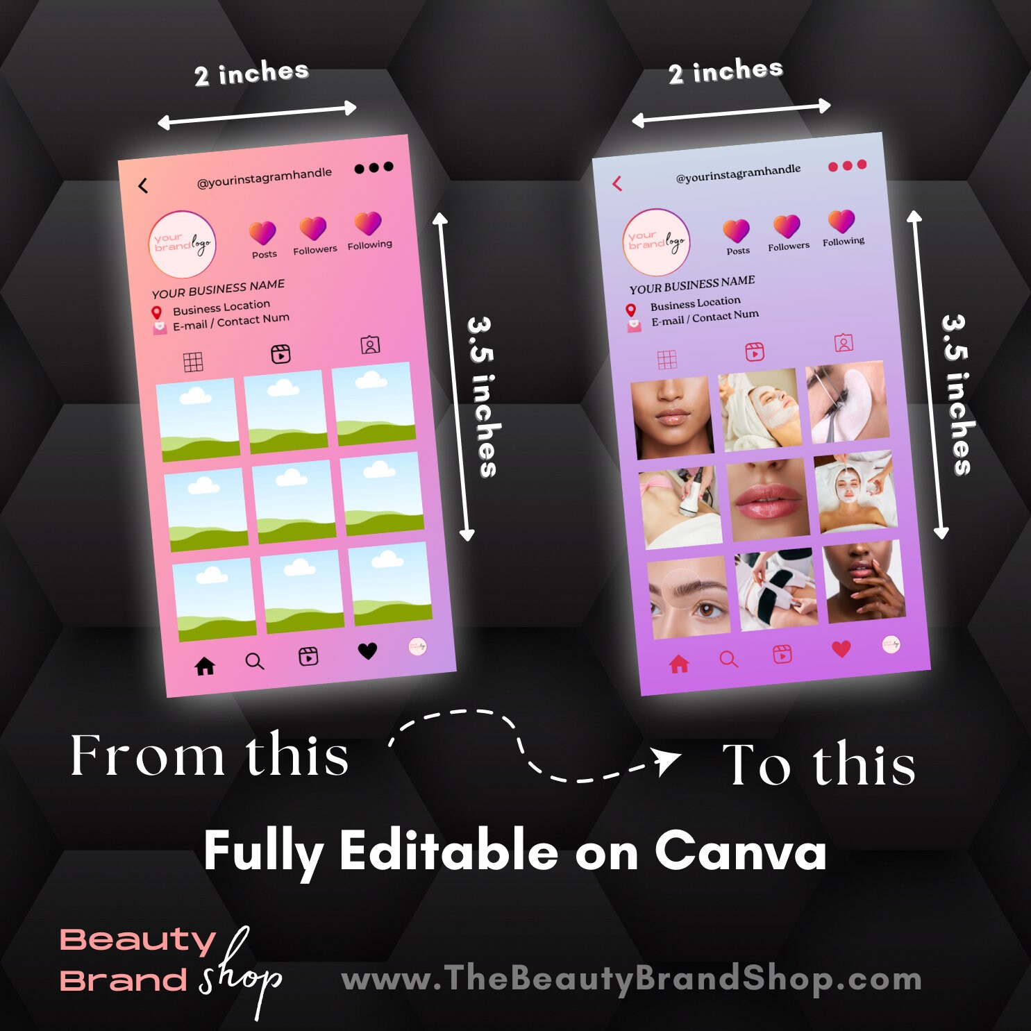 Instagram Business Cards, DIY Canva Business Card Template Design, IG ...