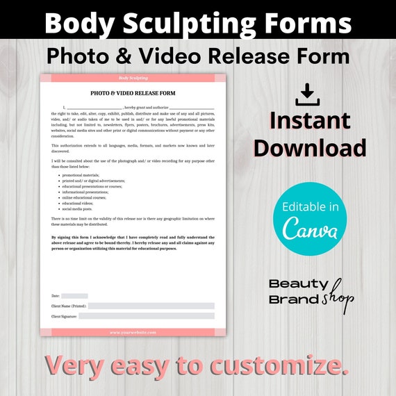Editable Photo Release Forms Body Sculpting Forms Body - Etsy