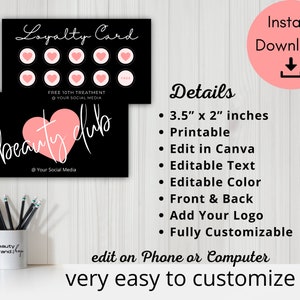 Editable Loyalty Cards Loyalty Card Loyalty Cards Diy - Etsy