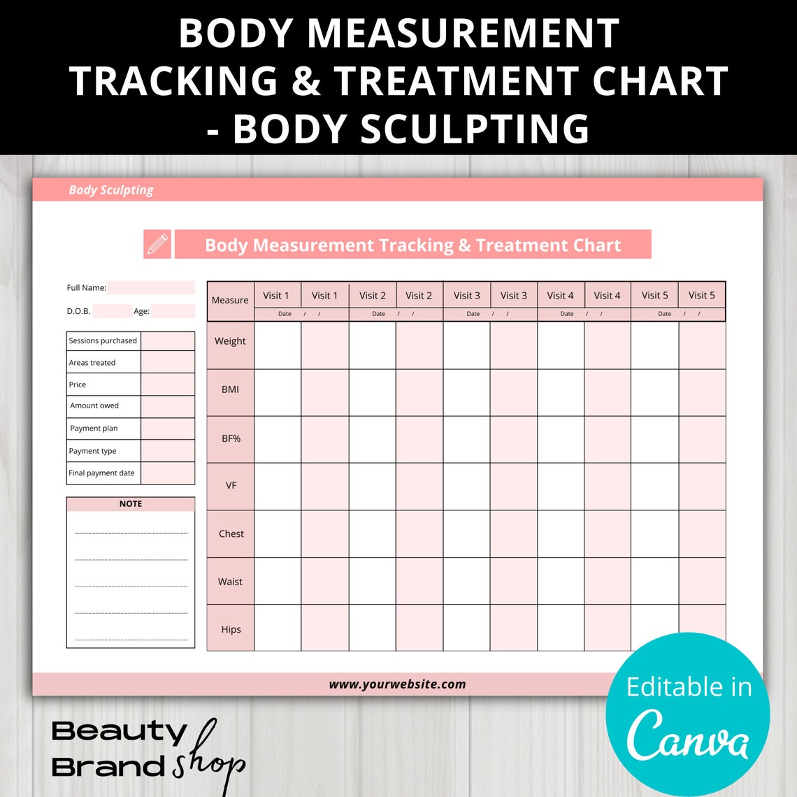 Editable Treatment Chart, Body Sculpting Forms, Body Contouring Consent ...