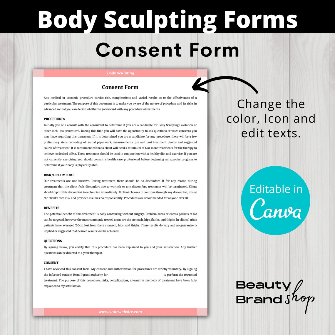 Editable Consent Form Body Sculpting Forms Body Contouring - Etsy Canada