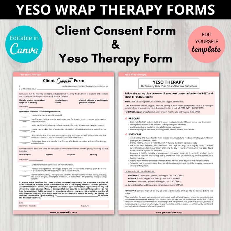 Yeso Therapy Wrap Consent Form, Yeso Therapy Forms, Yesotherapy Wrap ...