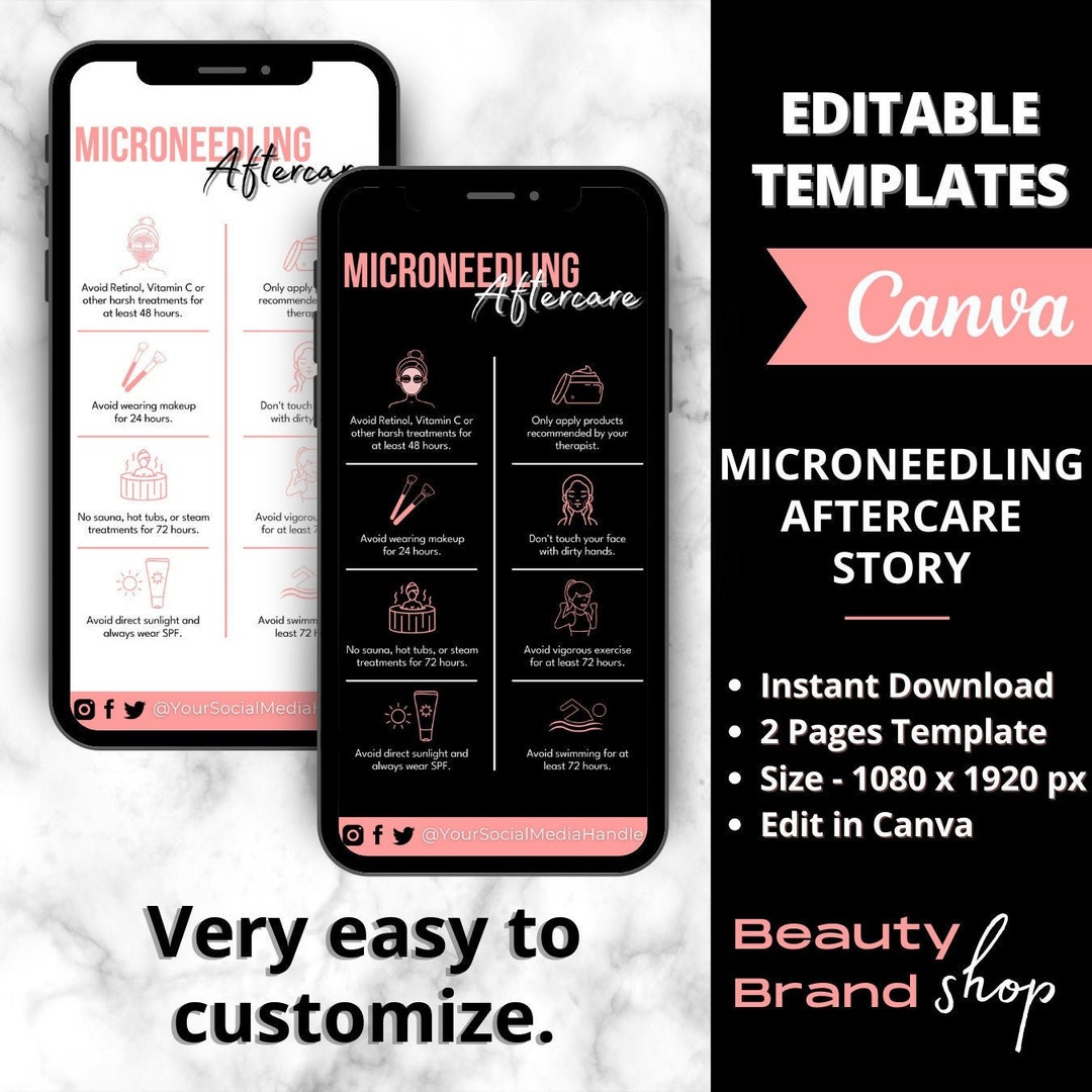 Microneedling Aftercare Story, Microneedling Aftercare Template, Micro ...