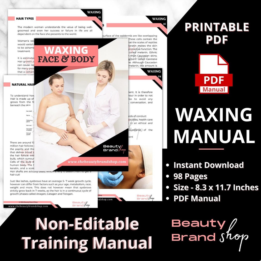 Waxing Manual, Face and Body Waxing Training Manual, Wax Guide, Wax ...