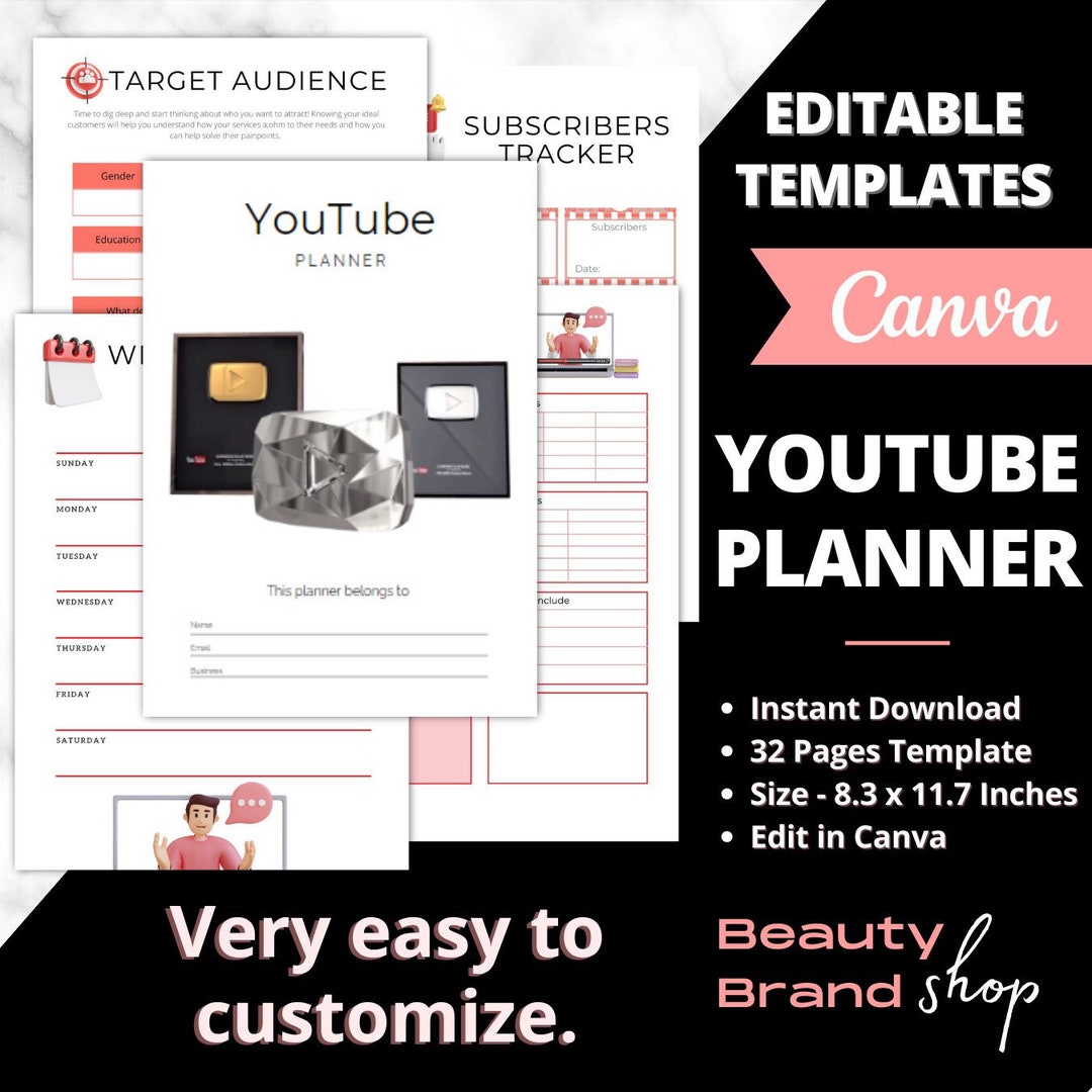 Youtube Planner, Youtube Content Planner, Social Media Planner, Youtube ...