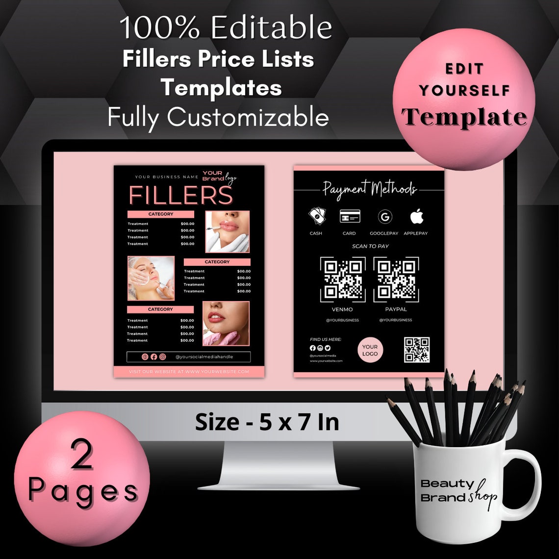 Fillers Price List, Botox and Filler Canva Template, Nurse Injector ...