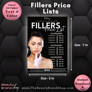 Filler Price List, Luxury Botox and Filler Canva Template, Injector ...