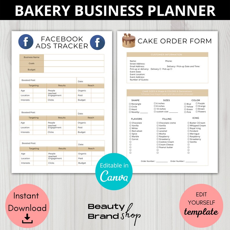 Bakery Business Planner Bakery Journal Bakery Content - Etsy