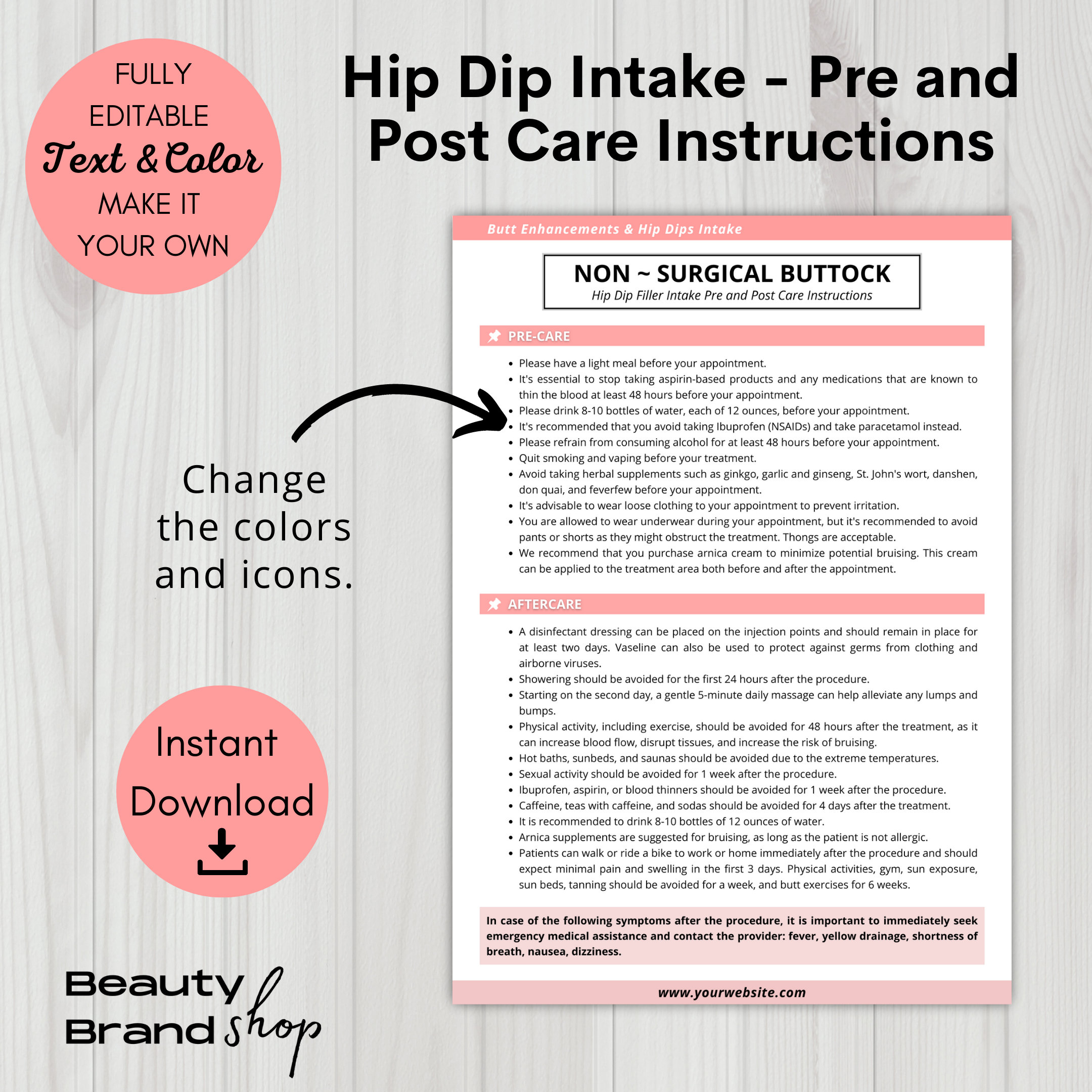 Butt Enhancements/ Hip Dips Intake Form, Hip Dip Filler Intake Form ...