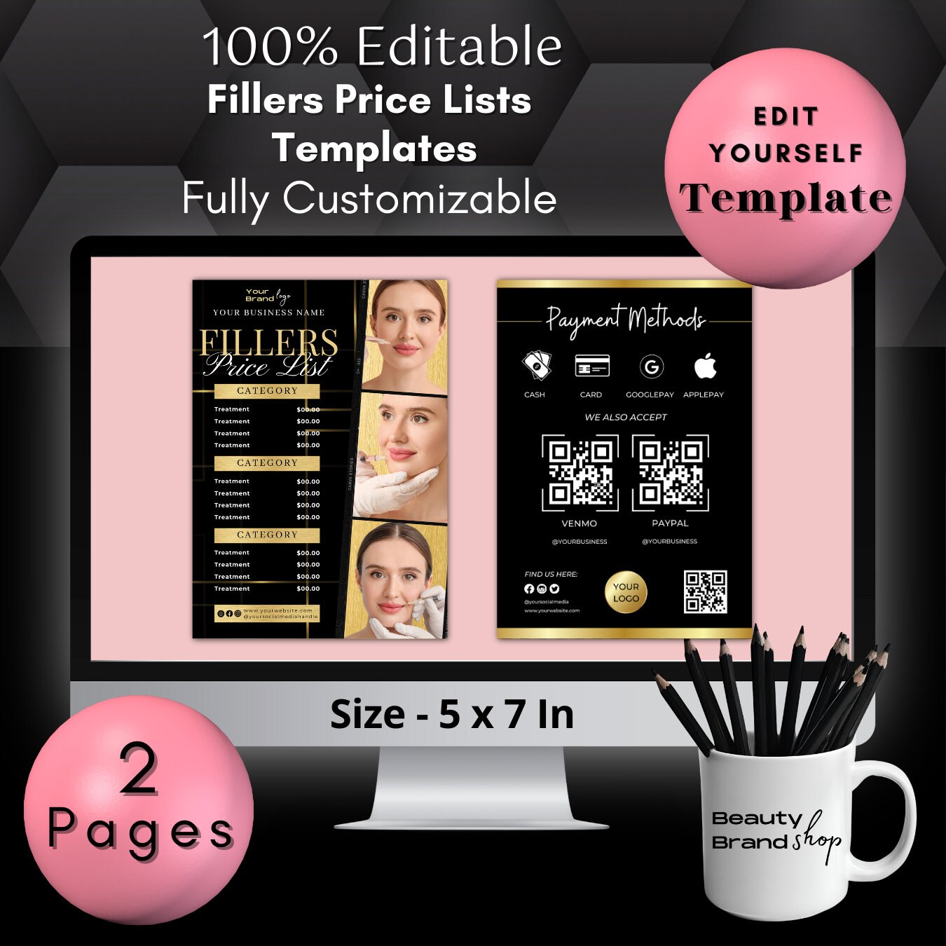 Filler Price List, Luxury Botox and Filler Canva Template, Injector ...