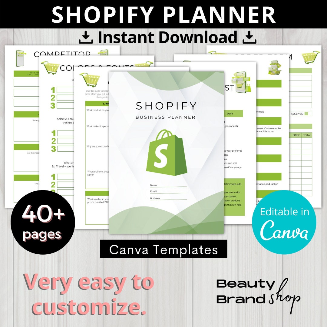 Shopify Planner Shopify Business Planner Shopify Template - Etsy