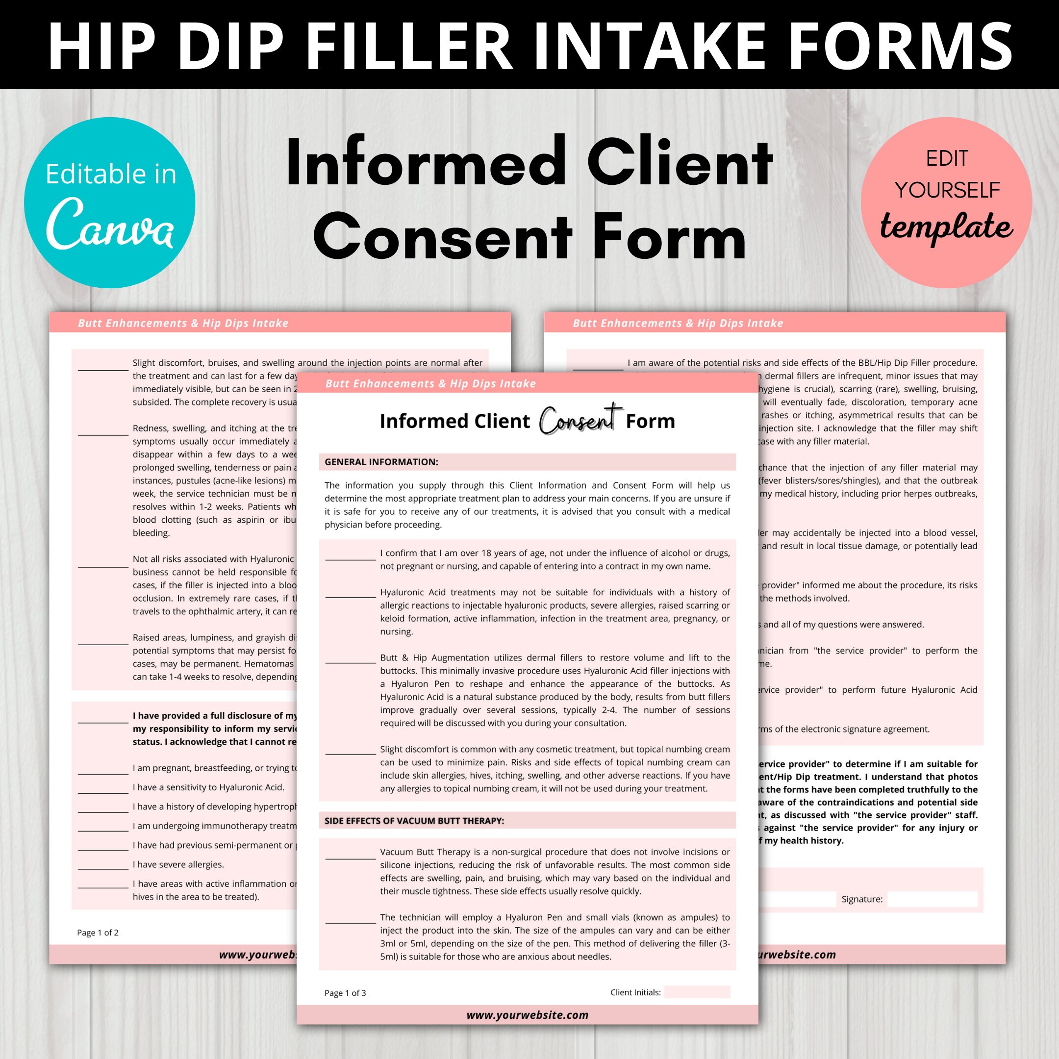Butt Enhancements/ Hip Dips Intake Form, Hip Dip Filler Intake Form ...
