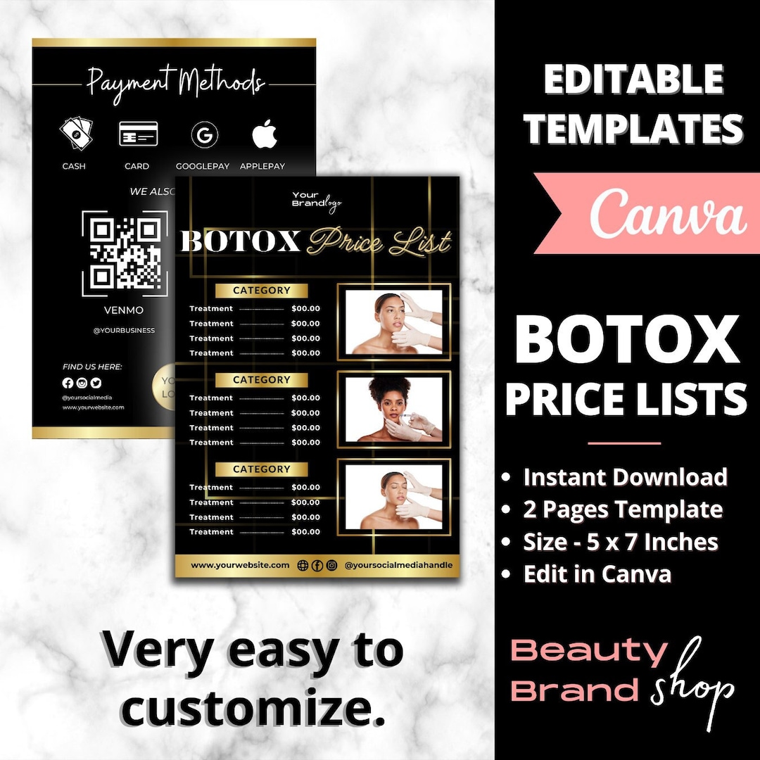 Botox Price List, Digital Botulinum Toxin and Dermal Fillers Pricelist ...