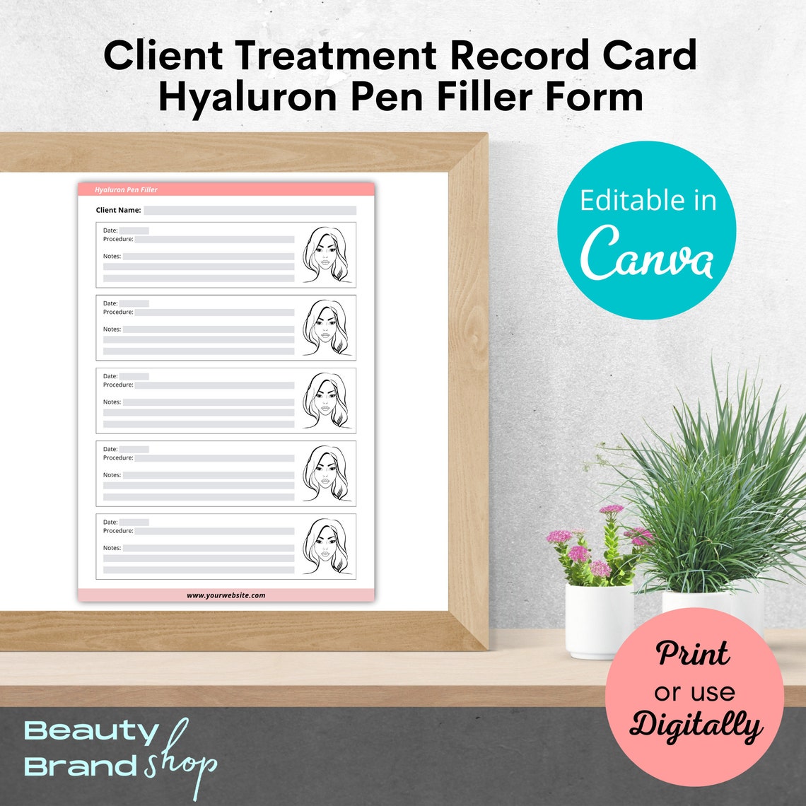 Hyaluron Pen Filler Forms, Editable Client Record Form, Client ...