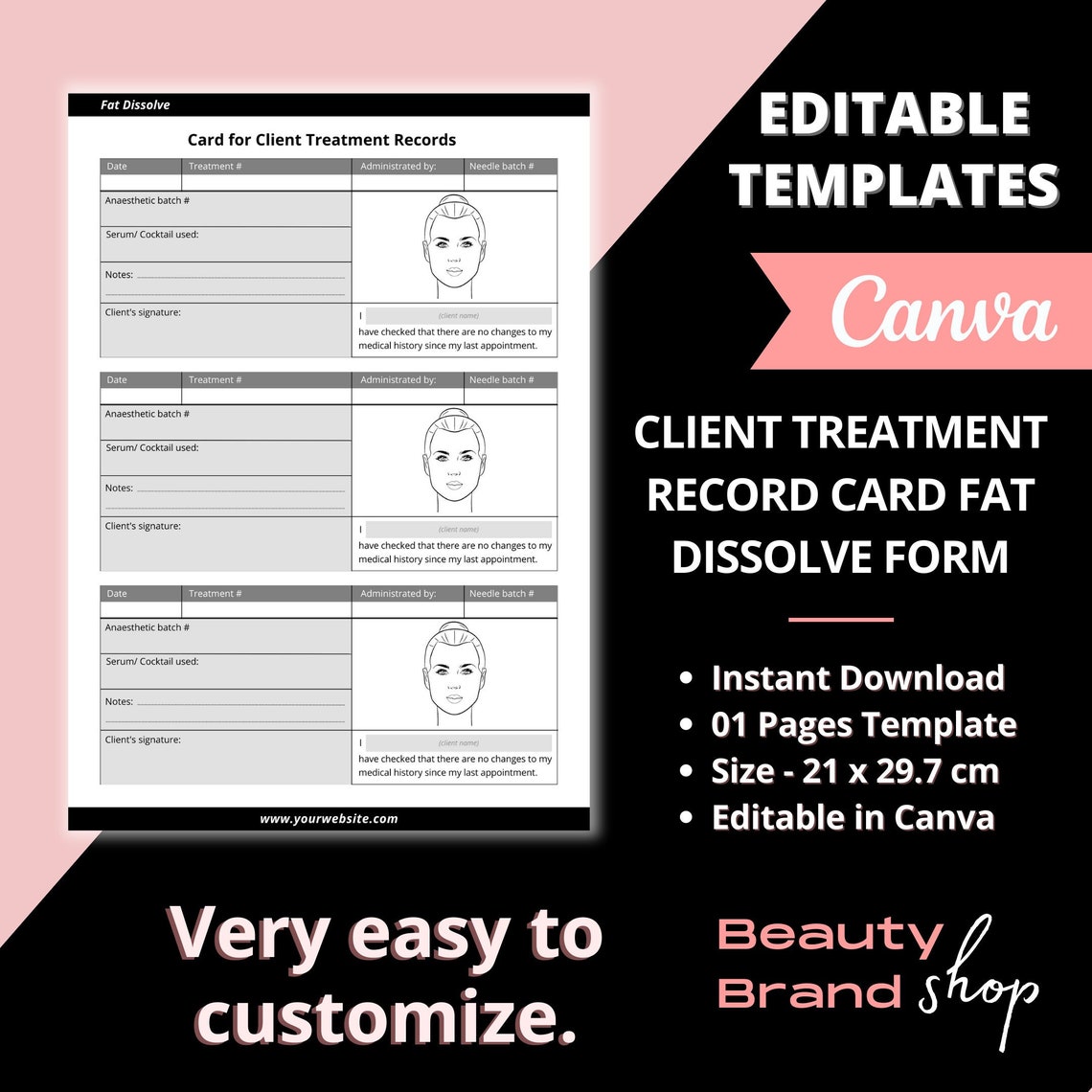 Fat Dissolving Client Record Form Fat Dissolve Forms Client - Etsy