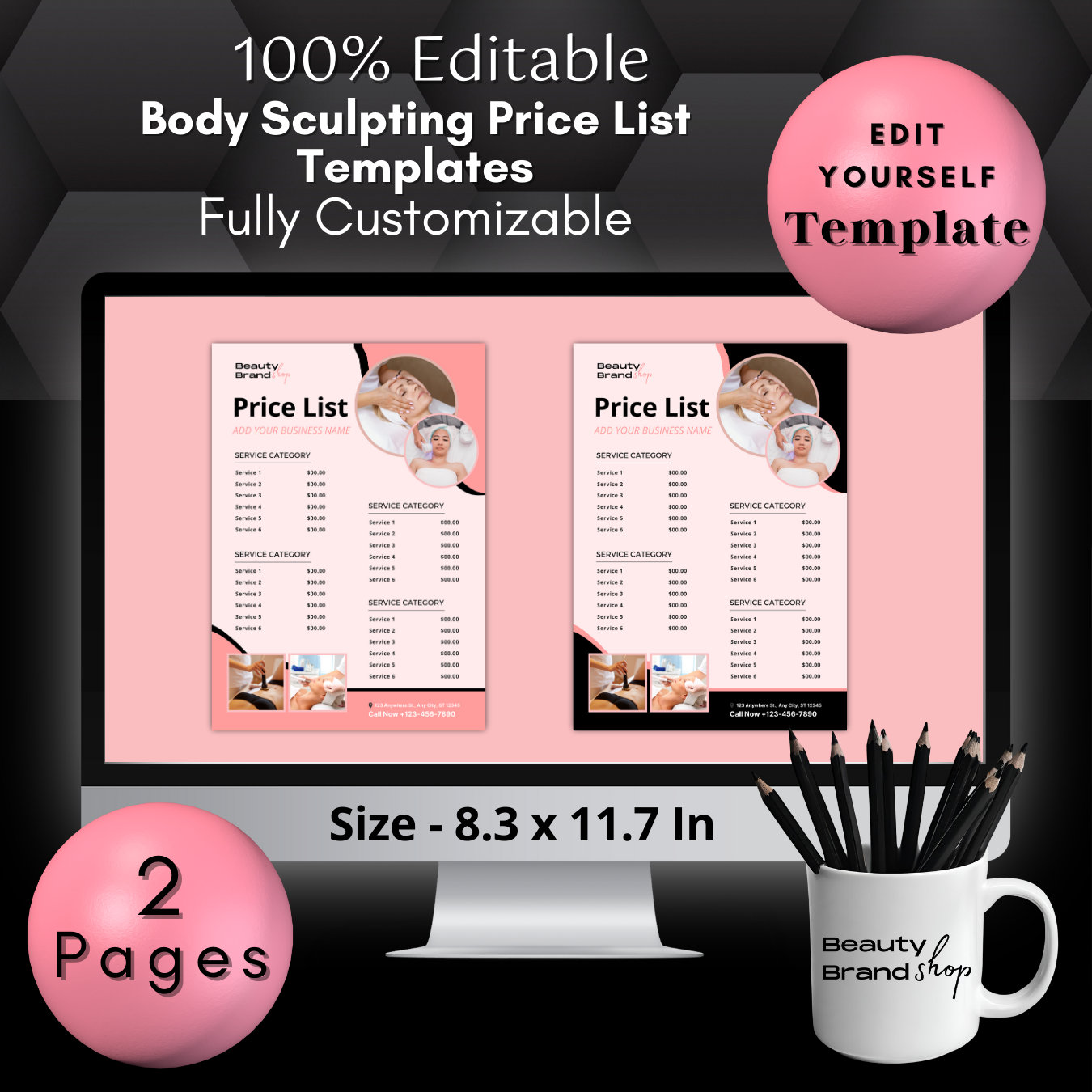 Body Sculpting Pricelist, Price List Template, Printable Pricing Menu ...