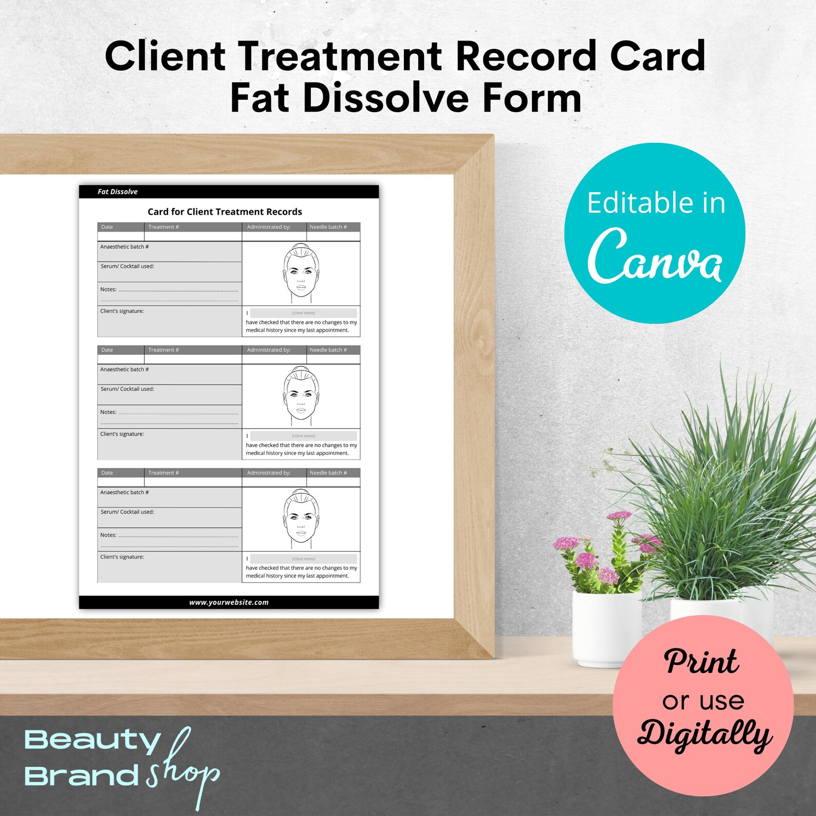 Fat Dissolving Client Record Form, Fat Dissolve Forms, Client Treatment ...