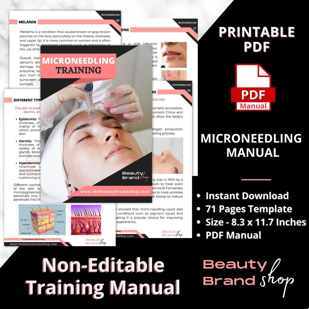 Microneedling PDF Printable Course Training Manual, Beauty Maunal, Skin ...