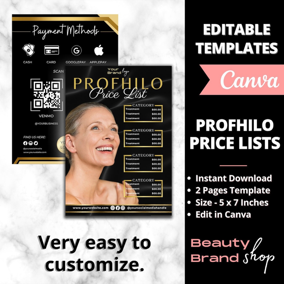 Profhilo Price Lists, Beauty Service Price List, Small Business Price ...