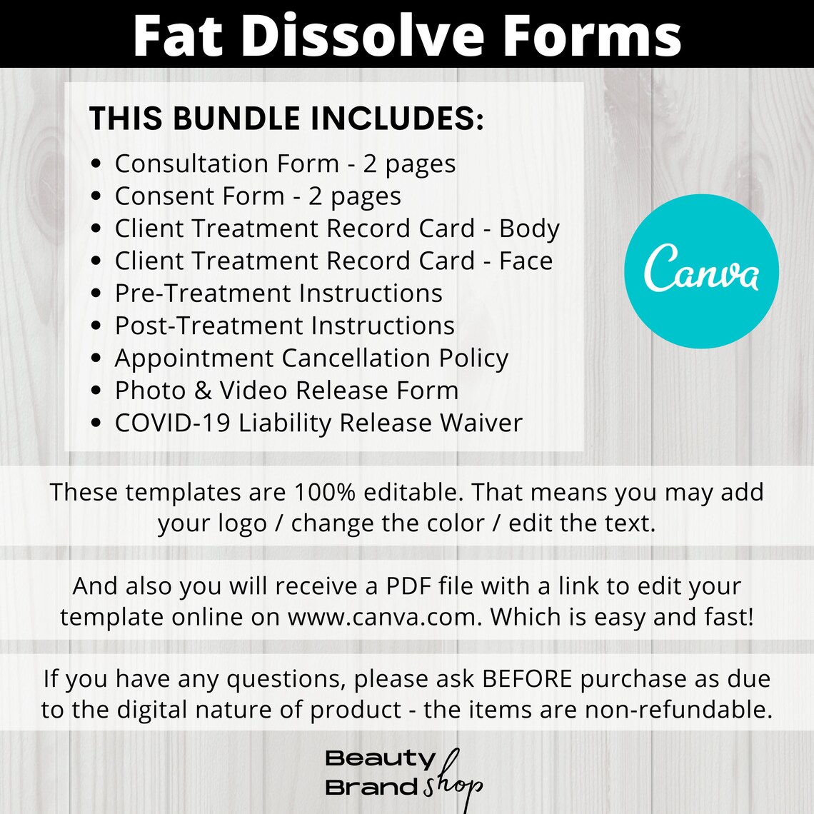 Fat Dissolving Consent Form Editable Consultation Forms - Etsy