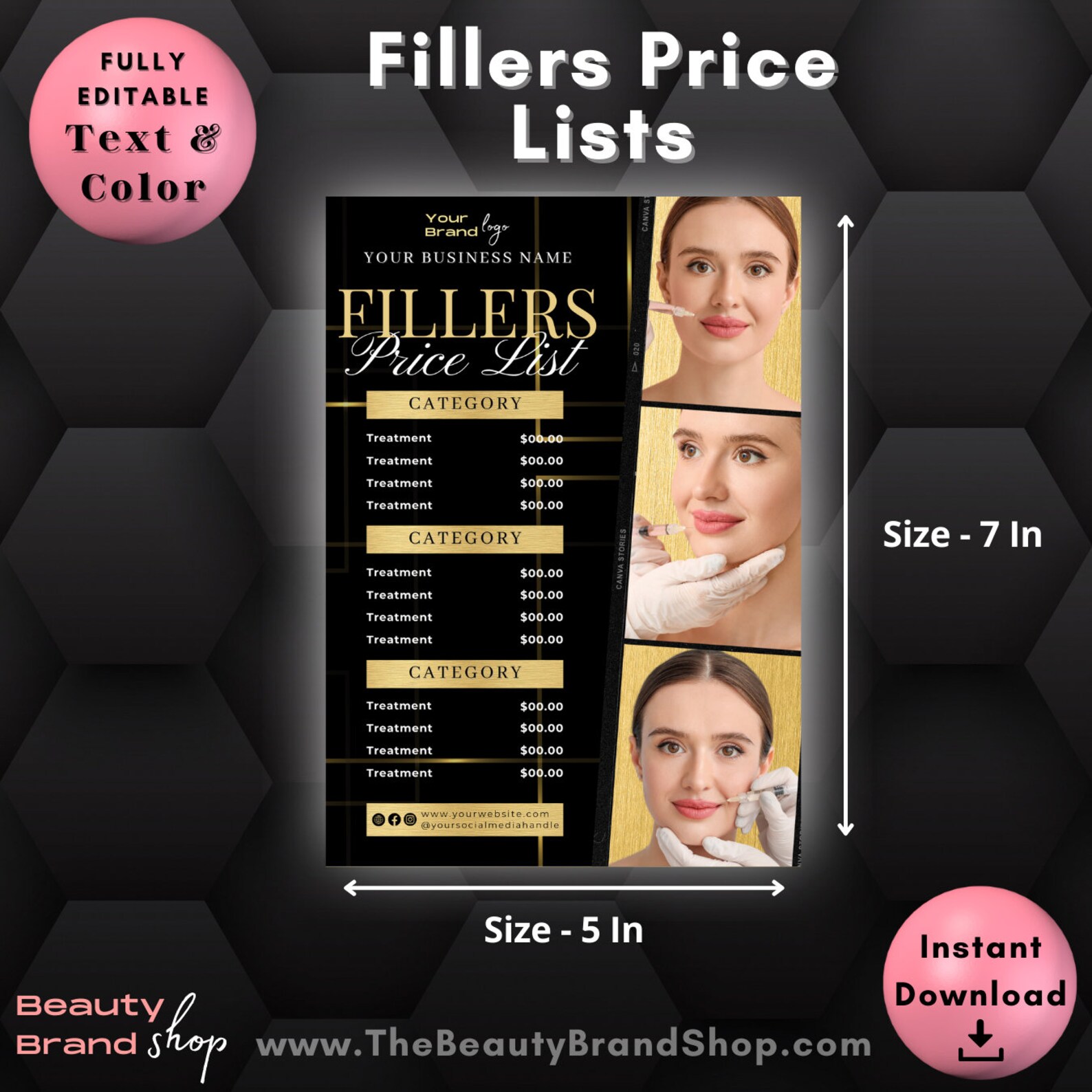 Filler Price List, Luxury Botox and Filler Canva Template, Injector ...