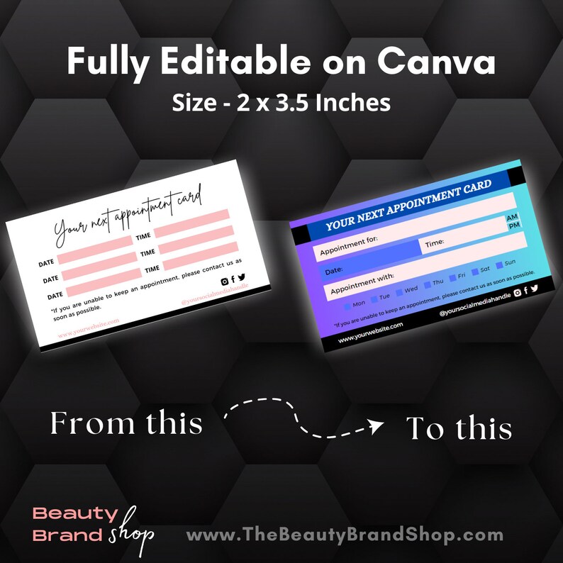 Editable Beauty Business Appointment Card, Next Appointment Card ...