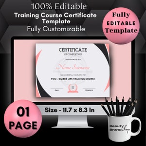 Completion Certificate Template, Customizable Certificate of ...