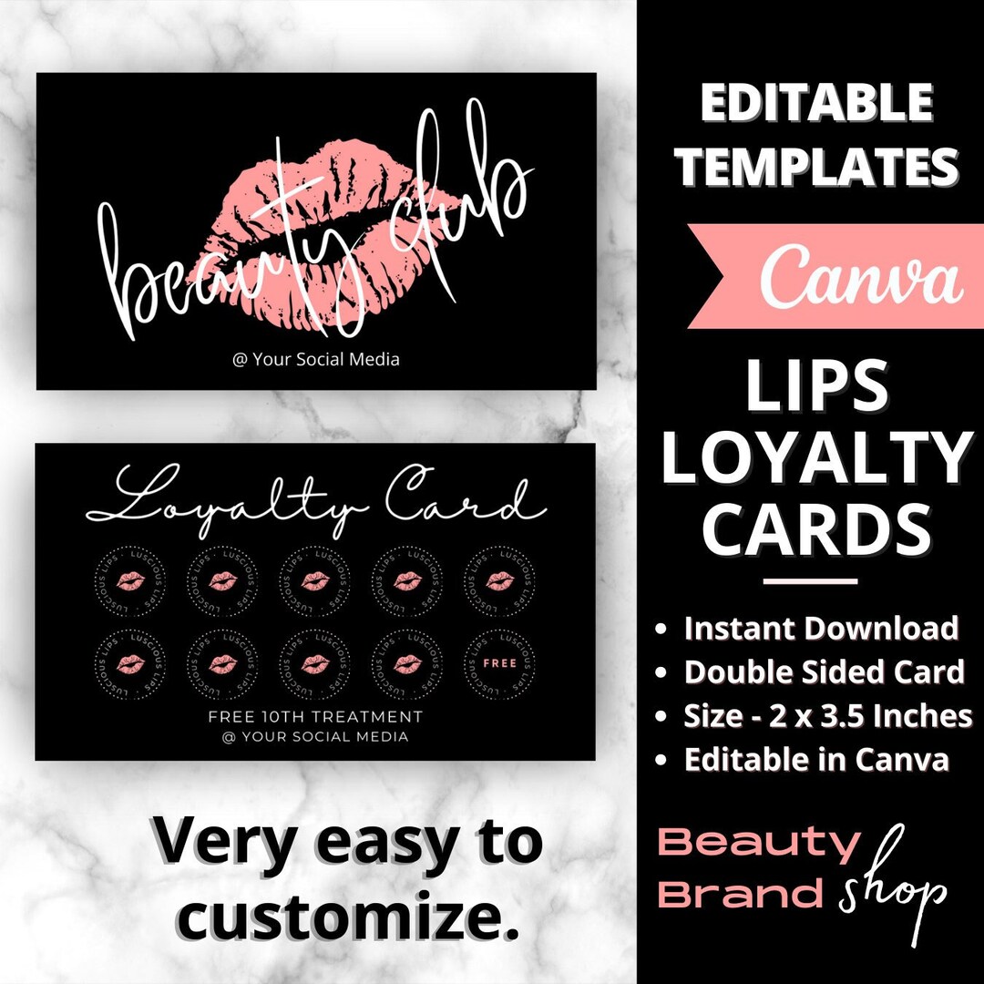 Loyalty Card Lips, Editable Loyalty Cards, Loyalty Cards, Loyalty Card ...