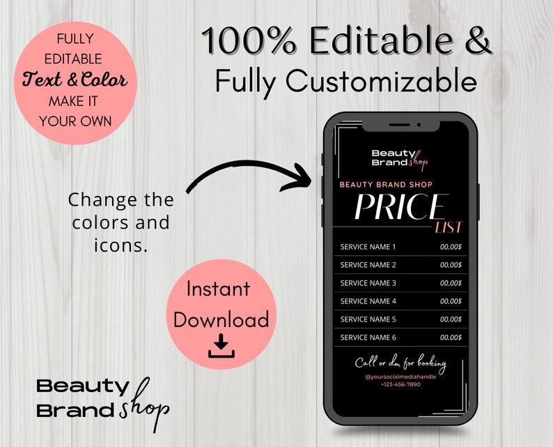 Editable Instagram Price List Template Instagram Story Price - Etsy