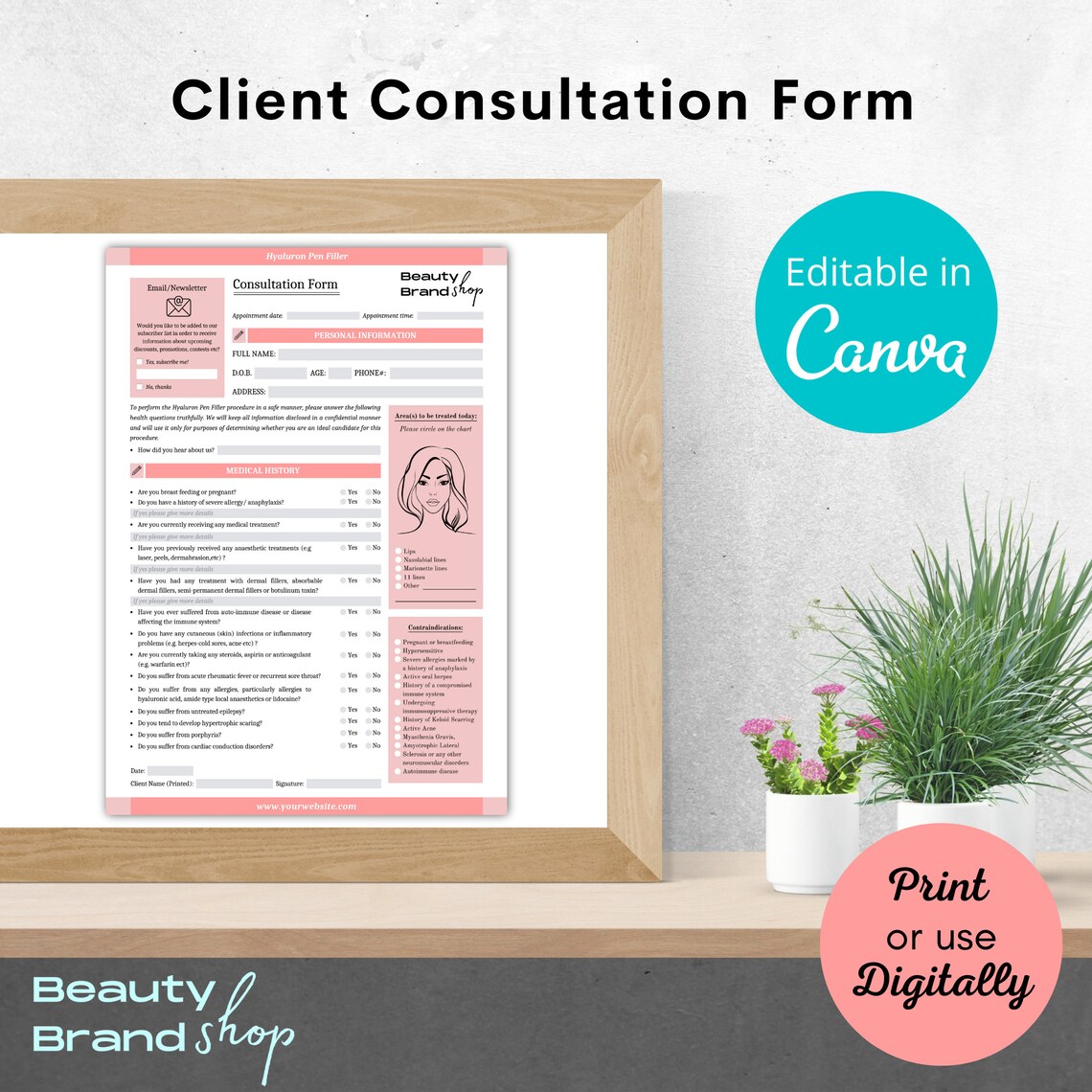 Hyaluron Pen Filler Form Editable Consultation Form - Etsy