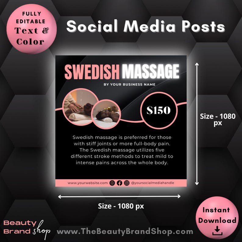 Massage Social Media Posts, Massage Instagram Template, Massage ...