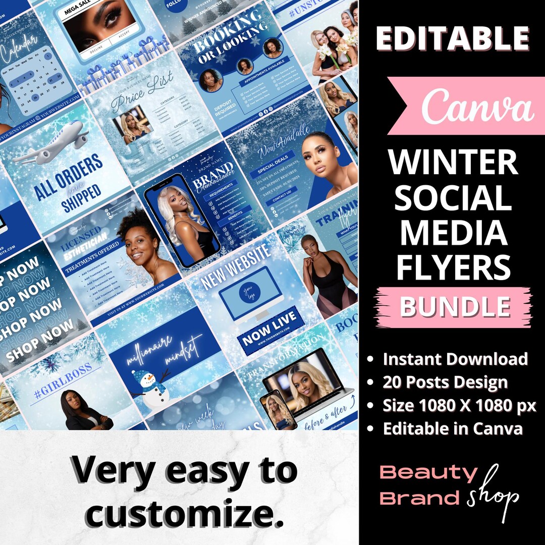 Winter Social Media Flyers Bundle, Christmas Template, Boutique Flyer ...